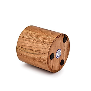 NIRMAN Acacia Wood Pencil/Pen Holder for desk, Round Desktop Organizer for Desk Multi Purpose Use for Home School Office Supplies (4" x 4" x 4")