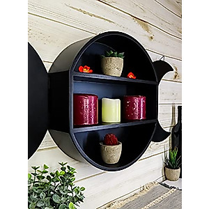 Ebros Light Duty Black Wicca Sacred Triple Moon Feminine Goddess Wall Hanging Floating Foldable Hinged MDF Wood Shelf with Tiers 14" Tall 36" Wide Occult Wiccan Home Office Room Accent