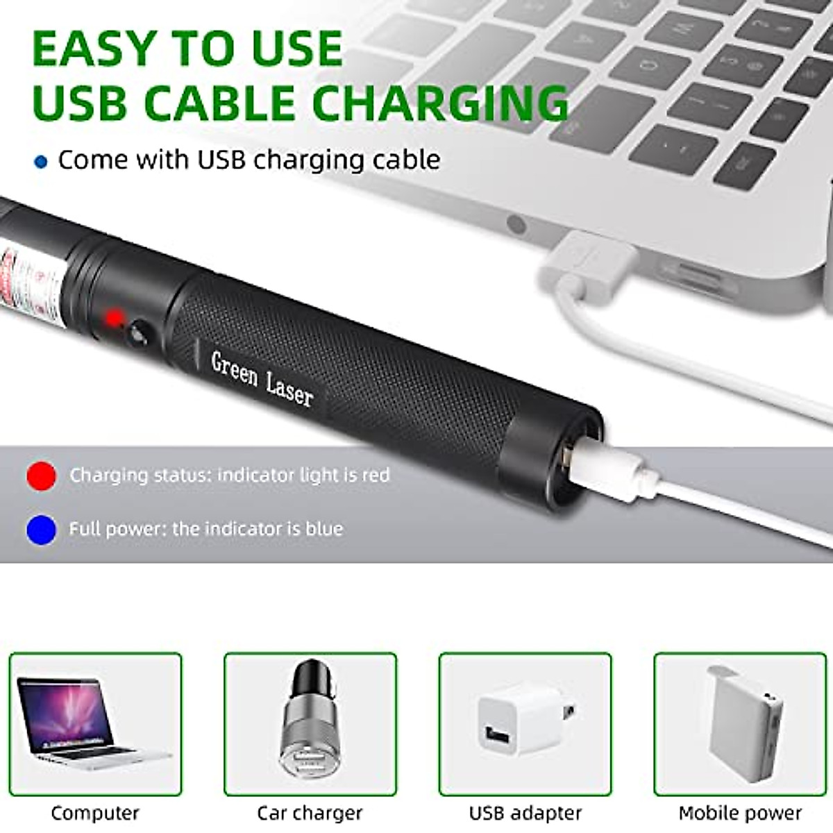 Long Range Green Laser Pointer High Power 10000 Feet, Rechargeable Green Laser Pointer High Power for Presentations Astronomy