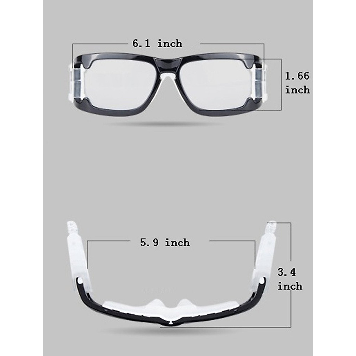 Wonzone Unisex Kids Sport Glasses Anti-Fog Protective Safety Goggles w/Adjustable Strap for Basketball Football Hockey Rugby Baseball Soccer Volleyball and More (Transparent White)