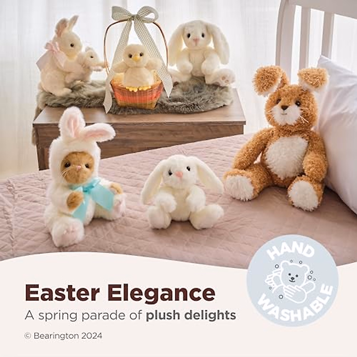 Bearington Scruffles The Stuffed Easter Bunny, 16 Inch Rabbit Stuffed Animal, Stuffed Rabbit