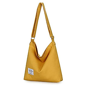 Covelin Women's Retro Large Size Canvas Shoulder Bag Hobo Crossbody Handbag Casual Tote Gold