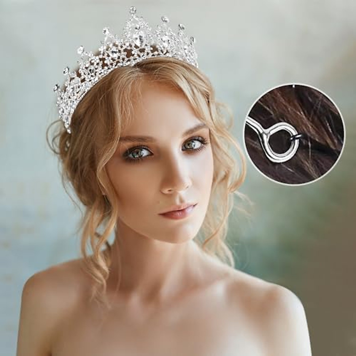 TOCESS Silver Crown for Women Crystal Tiara for Girls Rhinestone Queen Princess Crown for Bridal Wedding Prom Costume Party Quinceanera Hair Accessories, Ideal Gift for Women (Silver)