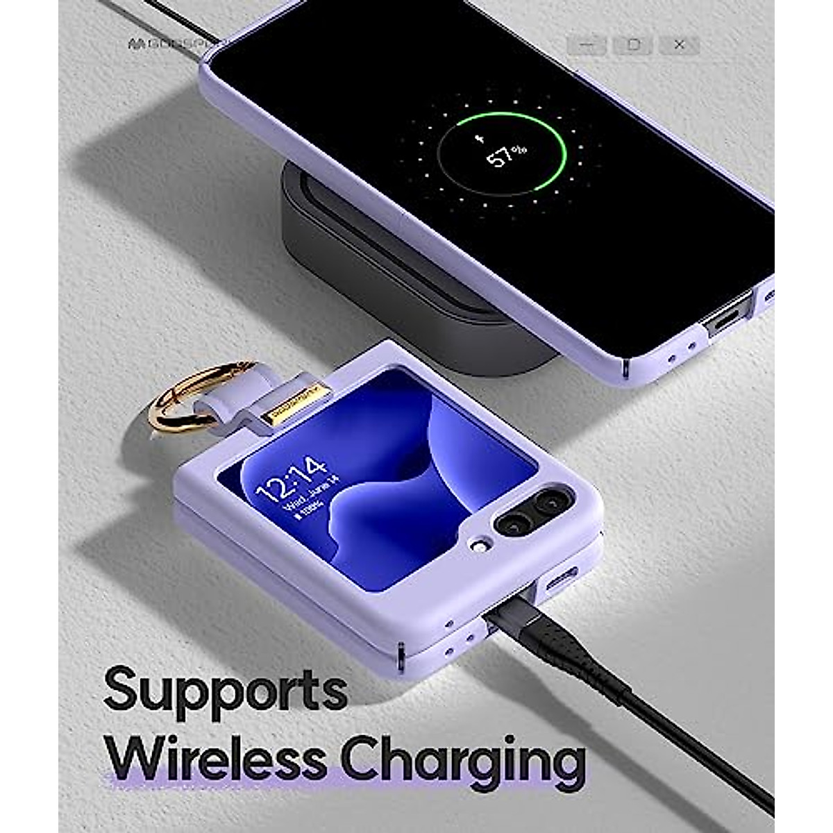 GOOSPERY Goosepry Ring Holder Case Compatible with Galaxy Z Flip 5 Case, Slim Thin Solid Pastel Sturdy Hard PC for Extra Protection Case for Z Filp5 5G 2023, Lilac Purple