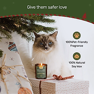 Furry Purr Candles for Home Scented, Pet Odor Eliminator Candle, Lavender Cedar, Cat & Dog Xmas Gifts, Aromatherapy Jar Candle for Women Yoga, Non-Toxic Soy Wax & Catnip Essential Oil, 7 Oz