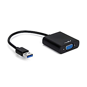 Rocstor Premium USB to VGA Adapter – USB 3.0 to VGA external USB Video Graphics Adapter for PC and Mac- Resolutions Up to 1920x1200 1080P- 1X USB 3.0 Type A Male, 1 X VGA Female – 6” - black - Compatible with PC or Mac USB Graphics Card Adapter