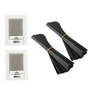 JOUNJIP PolyPlaz Welding Rods + Wire Mesh - Includes a 40-Pack of Black PolyPlaz Flat Ribbon Welding Rods and a 2-Pack of Reinforcing Stainless Steel Mesh - For Use With Jounjip Plastic Welding Kit