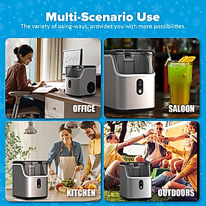 Kikihuose Nugget Countertop Ice Maker with Soft Chewable Pellet Ice, Portable Pebble Ice Machine 33lbs/24H, Self-Cleaning, Sonic Ice, One-Click Operation, for Kitchen, Office- Stainless Steel Silver