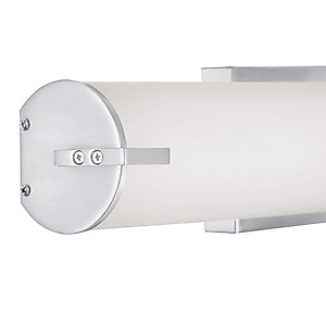 Westinghouse 6112100 Transitional One-Light, 25 Watt Dimmable LED Indoor Wall Light with Color Temperature Selection Brushed Nickel Finish, White Frosted Shade