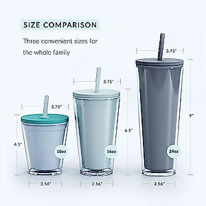 Maars Classic Acrylic Tumbler with Lid and Straw | 10oz Kids Premium Insulated Juice Cups, Double Wall Reusable Plastic Cups - Clear, 2 Pack