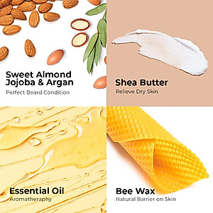 Well's MEGA GROWTH Beard Balm (Original Scent) | 2 fl.oz. | 100% Natural | Chemical-Free | For Men’s Beard Care | Taming, Styling & Softening