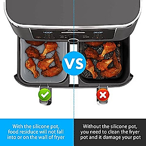 Air Fryer Silicone Liners-2Pcs Air Fryer Silicone Pot Reusable Silicone Air Fryer Liners Food Safe Non Stick Air Fryer Basket Accessories Replacement Baking Tray for Ninja Dual Dz201 Dualzone