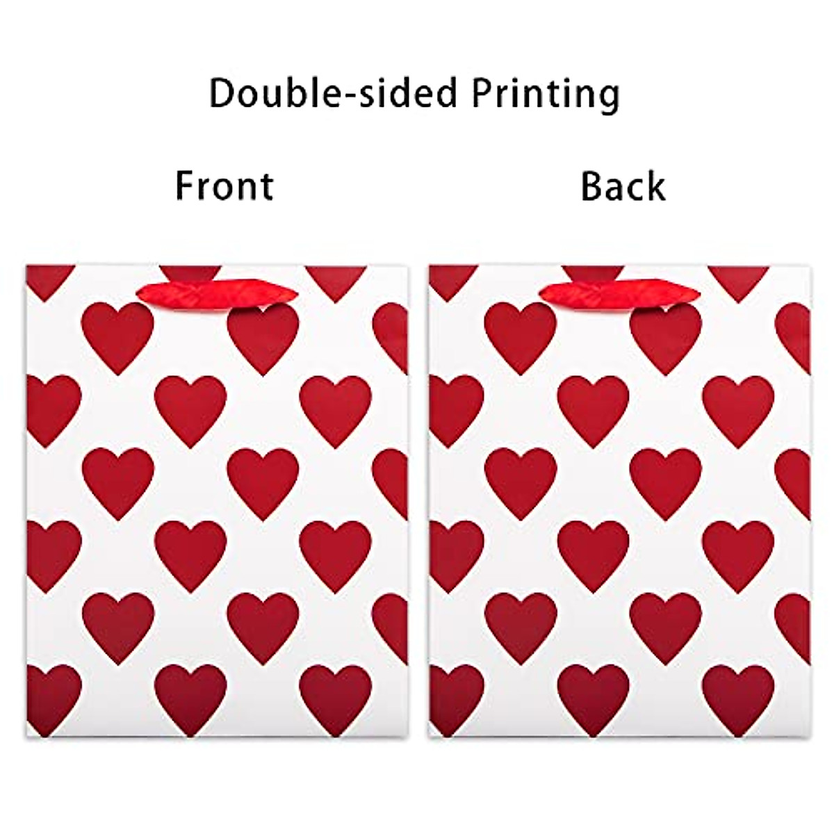 FaCraft Valentines Day Gift Bag 13" Large Valentines Gift Bags with Handles for Kids Heart Gift Bag for Girlfriend Boyfriend Anniversary Wedding Bridal Shower with Wrapping Tissue Paper for Men Him