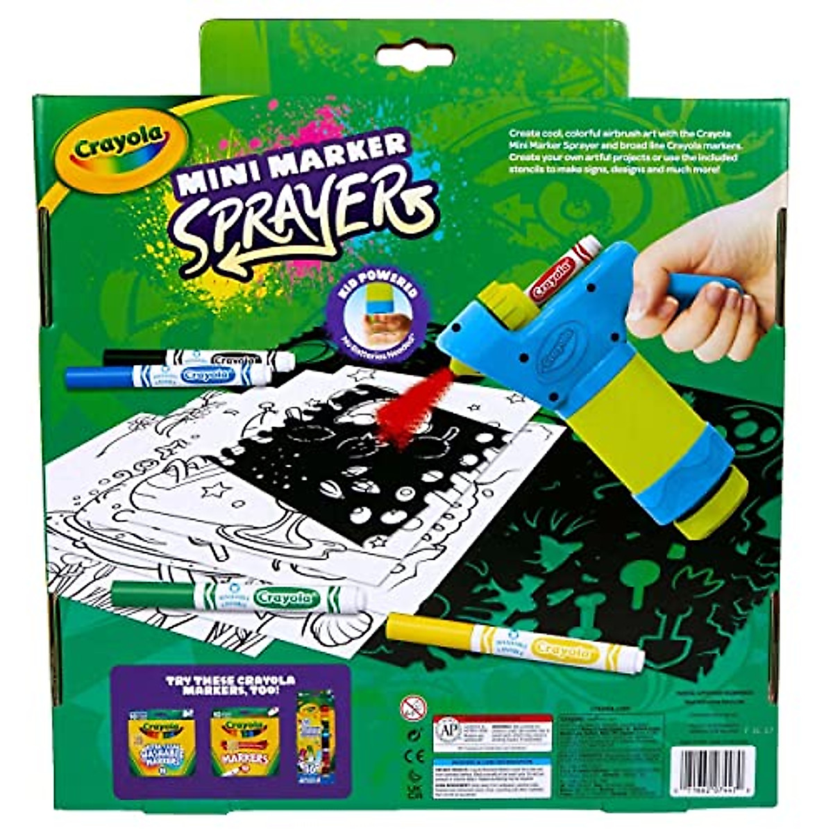Crayola Mini Marker Sprayer, Marker Airbrush Kit, Gift for Kids, 7, 8, 9, 10