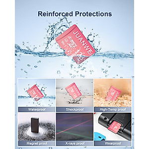 JUANWE 128GB Micro SD Card 2 Pack microSDXC Memory Card with SD Adapter C10 U3 A1 V30 Memory Card SD Card Pink, 128GB