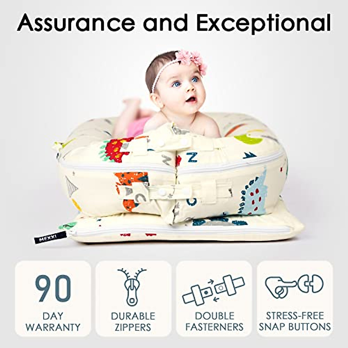 Baby Lounger Cover for Dockatot Deluxe + | Premium Quality Newborn Lounger Cover | 100% Cotton Hypoallergenic Extra Cover [Fits Deluxe+] (Cover Only) (Dino)