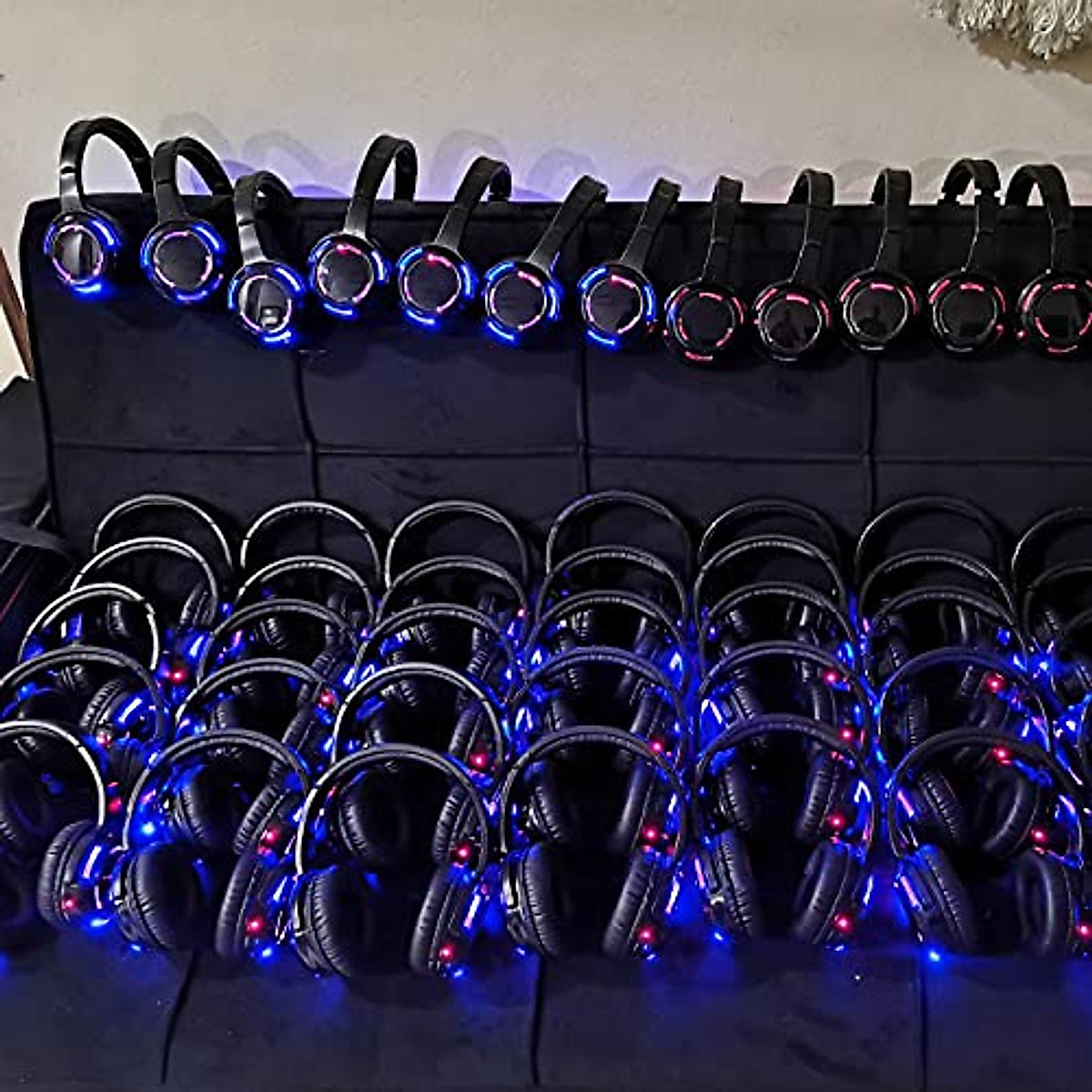 AYVVPII 10pcs Bundle Wireless Silent Disco LED Flashing Light Headphones with 1 Transmitter 500m Distance