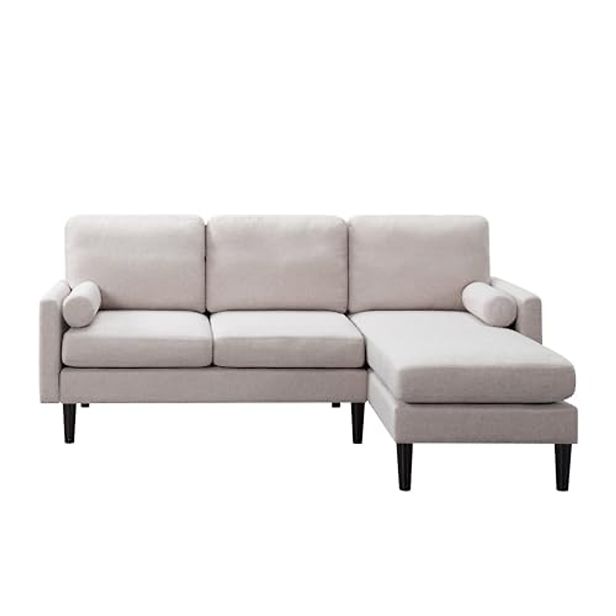 Convertible Modular Sectional Sofa,L-Shaped Reversible Corner Couch with Chaise Lounge and Rubber Wood Legs,Comfy Upholstery 3-Seat w/Toss Pillows for Living Room/Apartment/Office/Compact Space