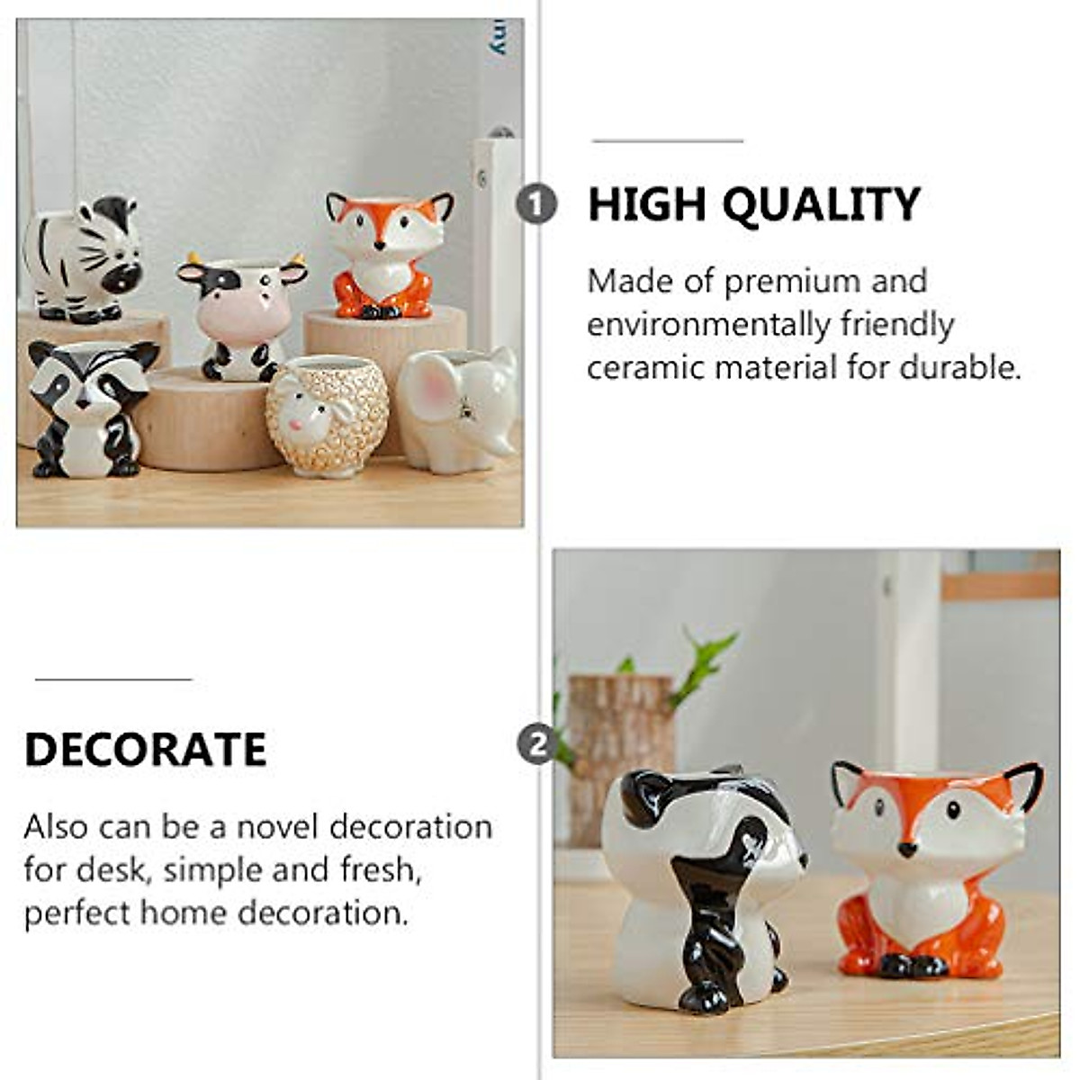 PRETYZOOM 2pcs Succulent Potted Plant Fox Plant Pot House Plant Pot Fox Flower Pot Small Planter Pots Table Top Decor Succulent Ceramic Pot Flower Vase Ceramics Indoor Flower Stand