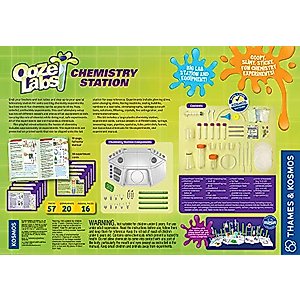 Thames & Kosmos Ooze Labs Chemistry Station Science Experiment Kit, 20 Non-Hazardous Experiments Including Safe Slime, Chromatography, Acids, Bases & More, Multi-color