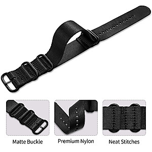 Ritche Christmas Gift 20mm Black Military Ballistic Nylon Strap With Black Heavy Buckle Bands for Omega x Swatch Moonswatch Compatible with Timex Weekender Watch Band, White Elephant Gifts, Stocking Stuffers for Men