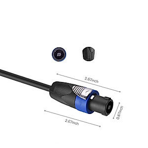 Yoico Pro 50 Feet 12AWG Speakon to Speakon Cable - Heavy Duty 50ft 12 Gauge Speaker Wire Cord with Twist Lock for Audio Amplifier - Single