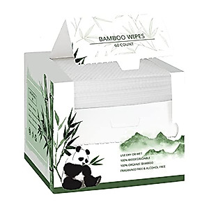 WOWOTEX Bamboo Disposable Face Towel Biodegradable Large Dry Face Wipes 60 Count/1 Box Extra Thick Soft Clean Facial Towels for Sensitive Skin, Makeup Removing, Facial Cleansing, Nursing, Travel
