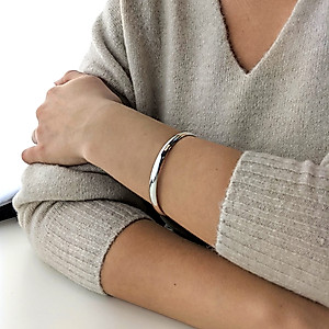 Silverly 6 mm Plain Round 925 Solid Silver Bangle - Classic Sterling Silver Bracelet for Women - Thin Stackable Ladies Bracelets - Minimalist Silver Stacking Bracelets for Daughter