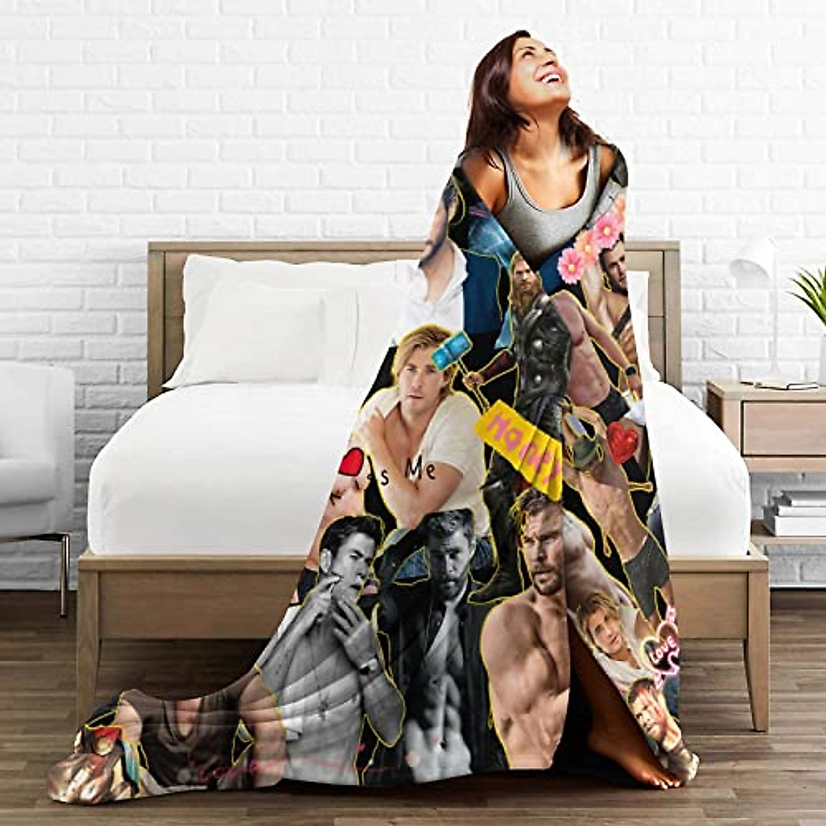 Blanket Chris Hemsworth Soft and Comfortable Warm Fleece Blanket for Sofa,Office Bed car Camp Couch Cozy Plush Throw Blankets Beach Blankets