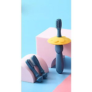 GIAVGIAV Toddler Toothbrush Age 1-2, Baby Toothbrush 6 to 12 Months, Infant Toothbrush with 6 Soft Bristles, Tooth Brush for Baby 0-2 Years, Finger Brush Teeth Training, Toddler Tooth Brush