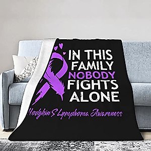 in This Family Nobody Fights Alone Hodgkin S Lymphoma Awareness Flannel Fleece Throw Blanket ,Softest Super Fluffy Bed Plush Blanket Throw, Sofa Luxury Cozy Couch Blanket 50"x40"