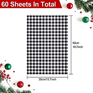MIAHART 60 Sheets Christmas Tissue Paper 14 x 20inch Buffalo Styles White Black Plaid Gift Wrapping Tissue Paper for DIY Crafts Gift Bags Christmas New Year Party Supplies