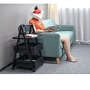 HIGOH Bedside Table Simple Mobile with Locker Side Corner Table Small Coffee Table Sofa Side Table Lazy Bedside Table