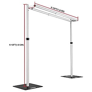 Hecis Pipe and Drape, Portable Pipe and Drape Backdrop Stand with Crossbar, Adjustable Pipe and Drape Backdrop Kit for Event， Party, Trade Shows and Wedding Decor, 10FTX10FT Double Crossbar