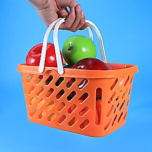 Kisangel Stackable Storage Bins 1pc Portable Grocery Basket Plastic Storage Basket Mini Picnic Basket Toys Storage Organizer for Kids Party Favors Pretend Play ( Orange ) Plastic Bins