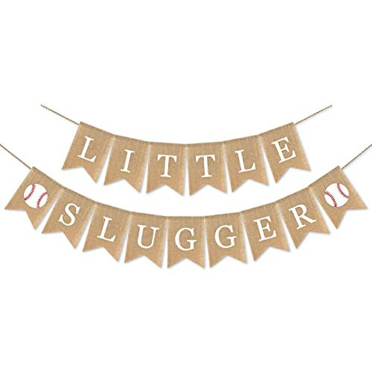 SWYOUN Burlap Little Slugger Banner Boy Baseball Theme Party Supplies Baby Shower Garland Decoration