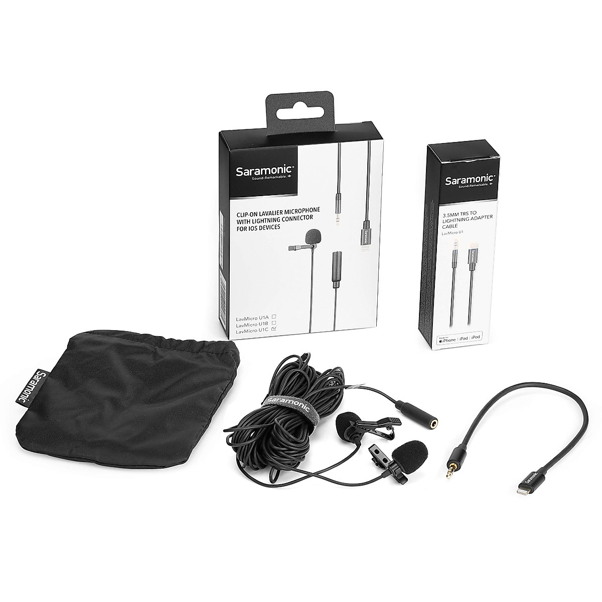 Saramonic 2-Person Dual Lavalier Microphone with Lightning for Apple iPhone, or iPad with a Built-in 19.7-Foot (6m) Cable (LavMicro U1C) (LAVMICROU1C)