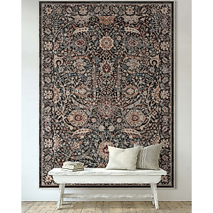 Well Woven Asha Collection Elegant Charcoal Grey Oriental 6x9 Rug Perfect for Living Room Dining Room or Bedroom Ideal for High-Traffic Areas with Vintage-Inspired Low Pile