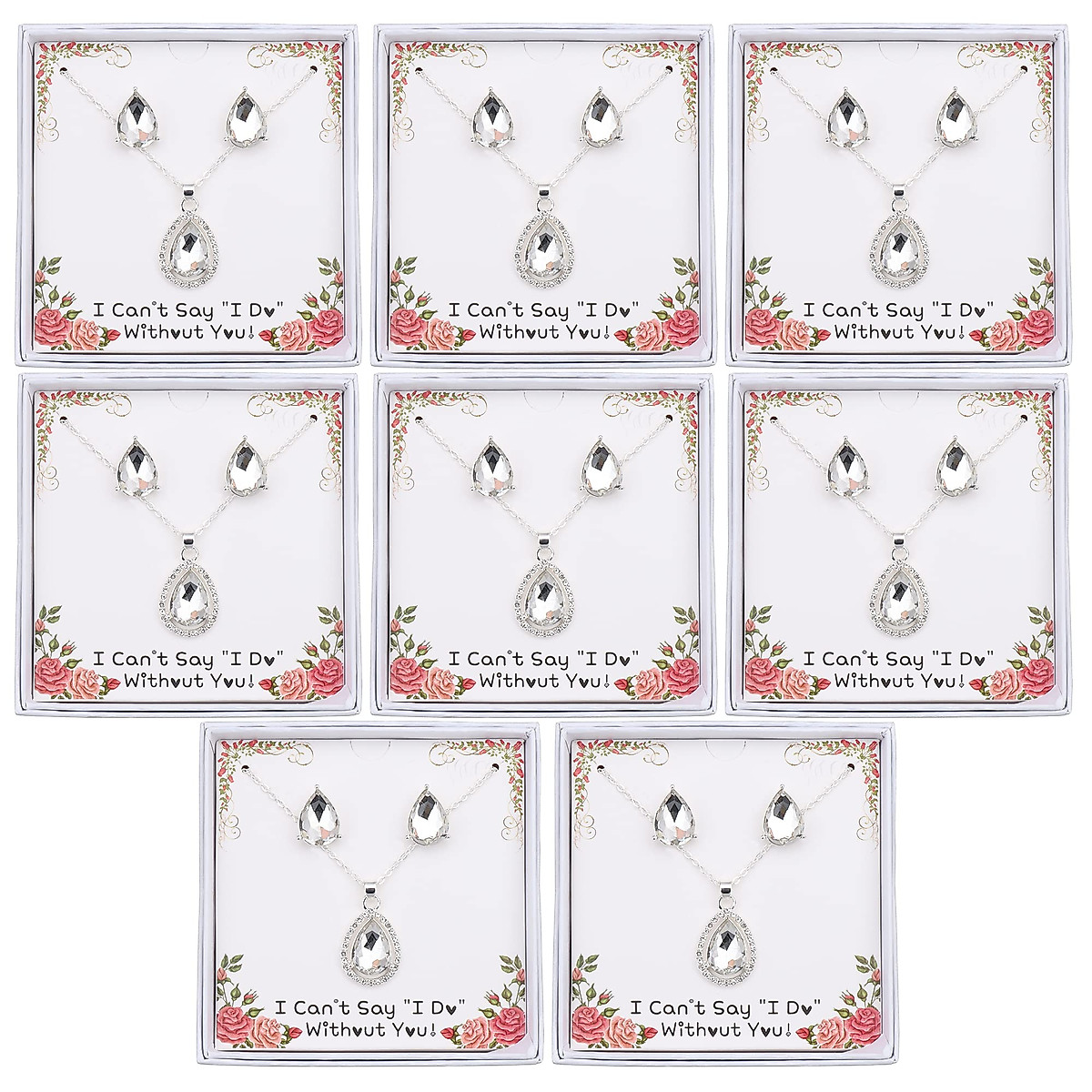HUAYUAN I Can't Say''I Do'' Without You | 1 4 6 8 Sets Bridesmaid Jewelry Sets for Women Necklace and Earring Set for Wedding Gifts