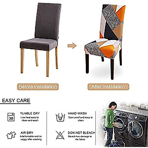 Spandex Geometry Chair Cover Dining Elastic Chair Covers Spandex Stretch Elastic Office Chair Case Anti-Dirty Removable E16 2 pcs