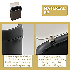 LIFKOME Bathroom Trash Can with Lid 10L Slim Press Type Lid Slim Narrow Bedroom Garbage Can Household Bin Trash Can for Bedroom Living Room Kitchen Toilet Office (Nomal Press Type, Grey White)