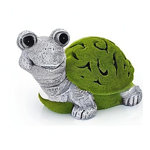 VP Home Lazy Turtle with Flocked Shell Solar Powered LED Outdoor Decor Garden Light - Great Addition for Your Garden, Solar Powered Light, Suitable for Outside Patio Lawn Gifts