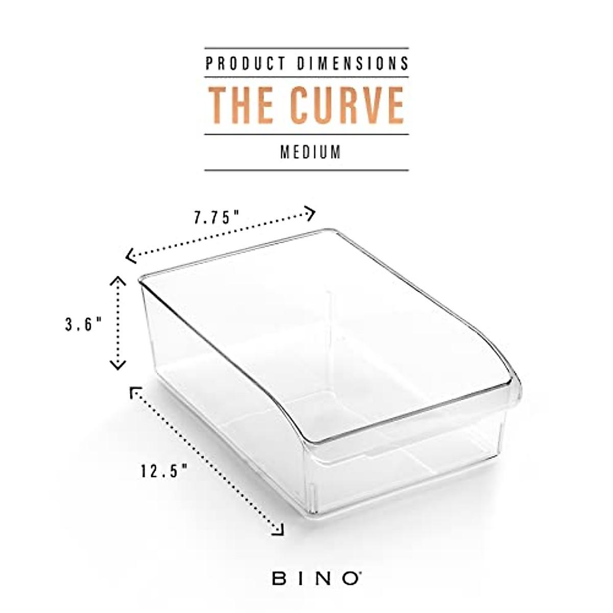 BINO | Plastic Storage Bins, Medium | THE CURVE COLLECTION | Multi-Use Organizer Bins | Storage Containers Kitchen, Pantry and Home Organization | Fridge Organizers | Pantry Organization and Storage