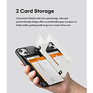 GOOSPERY Magnetic Door Bumper Compatible with iPhone 13 Case, Card Holder Wallet Case, Easy Magnet Auto Closing Protective Dual Layer Sturdy Phone Back Cover - White