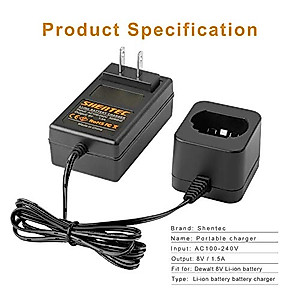 Shentec 1500mAh 8-Volt Replacement Battery Compatible with DEWALT DCB080 Dewalt DCF680N1 DW4390 DCF680N2 DCF680G2, Li-ion Battery (Battery Charger Included)
