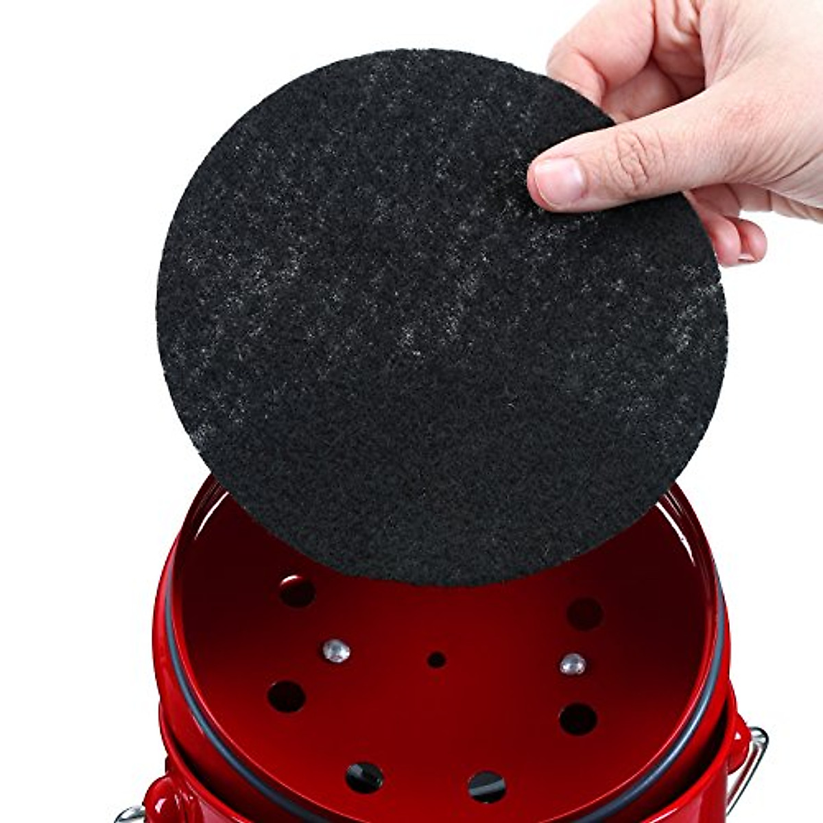 Premier Housewares 510018 Compost Bin with Handle, Red, Metal, H20 x W15 x D15cm