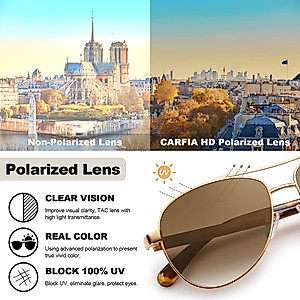 CARFIA Retro Trendy Pilot Sunglasses for Women Polarized UV Protection, Lightweight Outdoor Driving Lady Sunnies Metal Frame