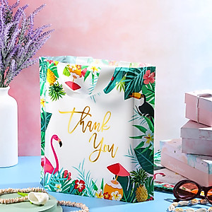 Weewooday 100 Pieces Thank You Bags Plastic Shopping Bags with Soft Loop Handle for Retail Stores, Boutiques, Party Favors, Wedding, Showers, Wholesale Small Gift Bags,12.6 x 11.8 Inch