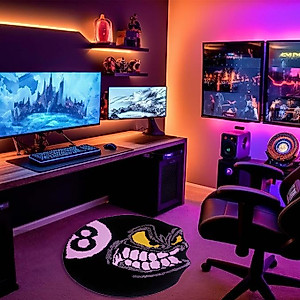 HYPEECE Angry 8 Ball Rug, 32" Cool Rugs 8 Ball Hypebeast Rug, Black Round Rug for Bedroom, Flocking Soft Aesthetic Rug for Living Room Decor, Y2k Rug, Hypebeast Room Decor (32"x32")