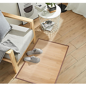 Qriocioa Small Bamboo Area Rug 31.5''x20'', Non Slip Bamboo Runners Rug for Hallways Entryway, Small Bamboo Floor Mat Easy to Mainten, Floor Protector Mat Neutral Area Rug